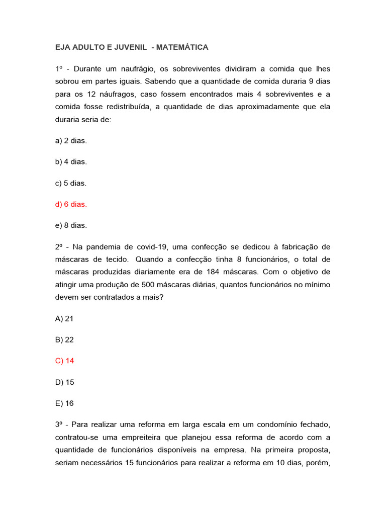 Eja Adulto e Juvenil - Simulado | PDF