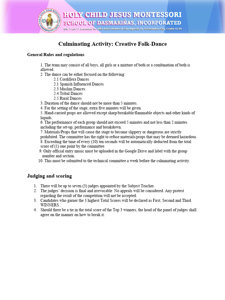 Folk Dance Contest Judging Criteria | PDF