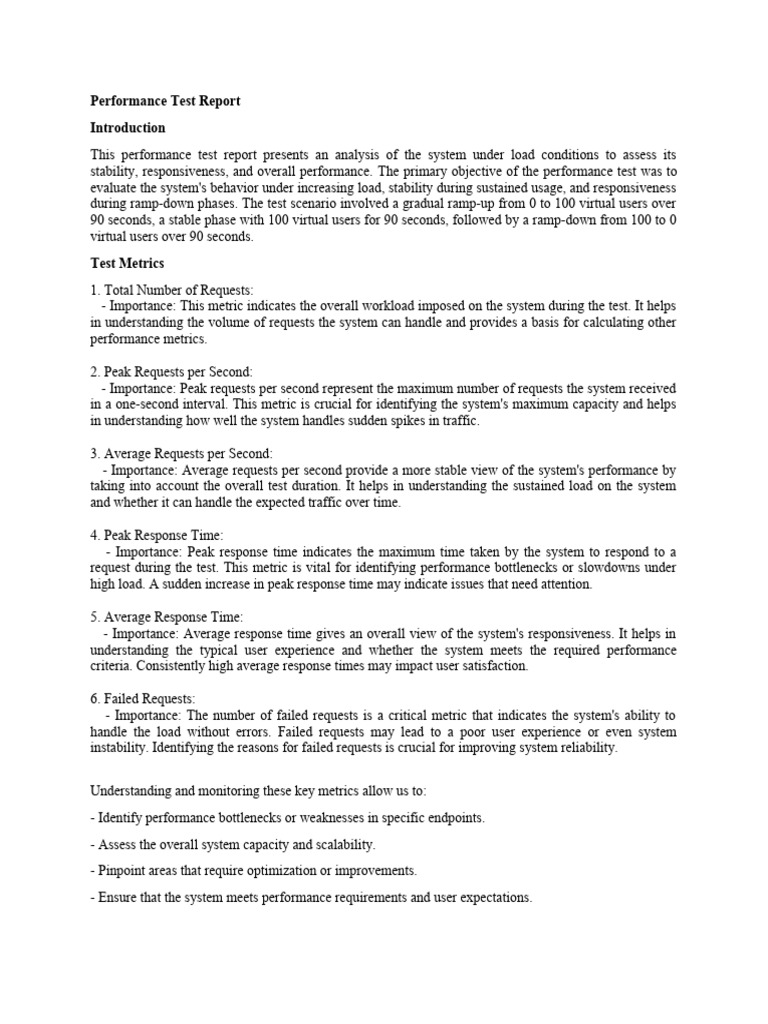 Performance Test Report | PDF | Performance Indicator | Psychology Performance Test Report | PDF | Performance Indicator | Psychology