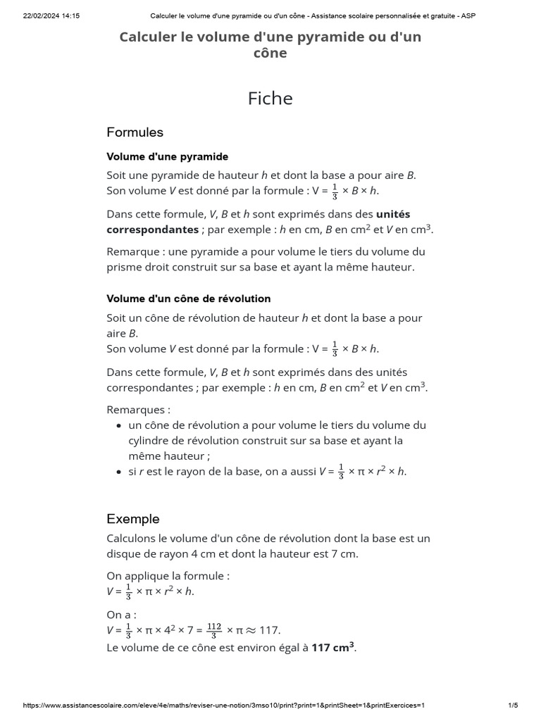 Calculer Le Volume D'une Pyramide Ou D'un Cône - Assistance Scolaire ...