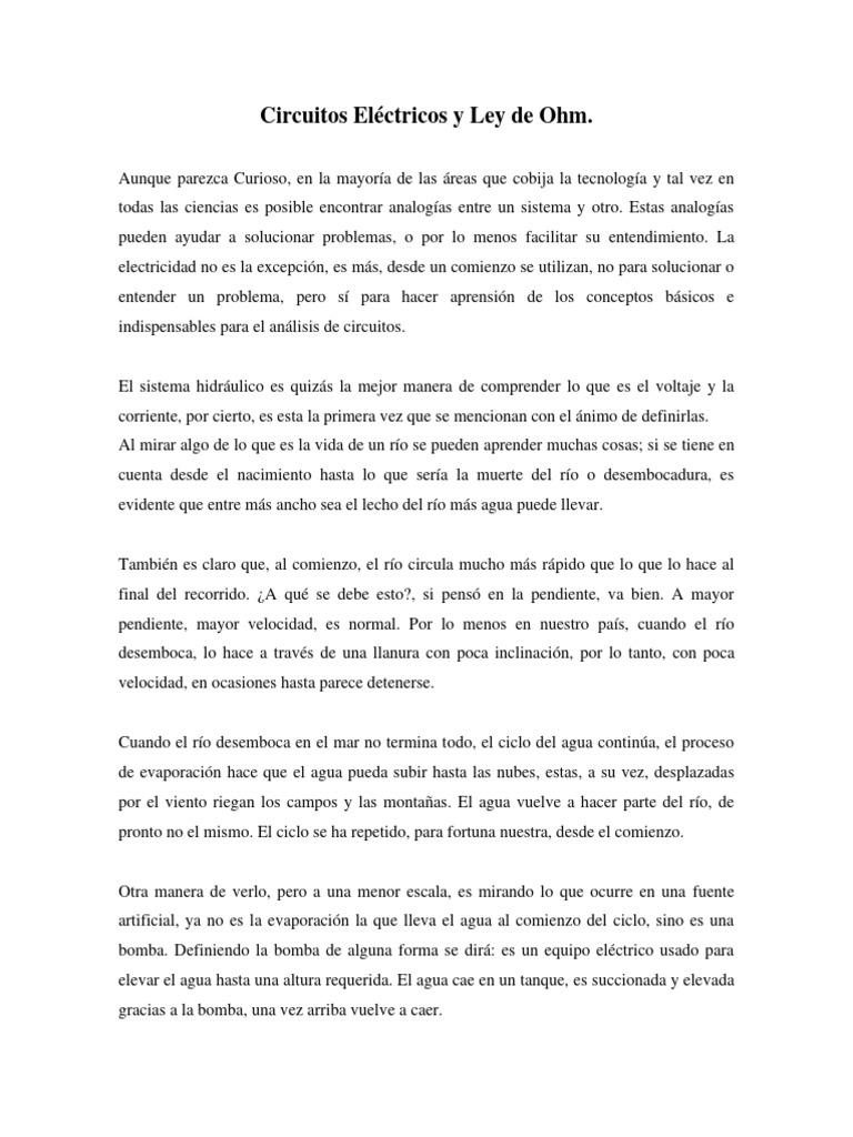 Circuitos Eléctricos Y Ley De Ohm Pdf 7629