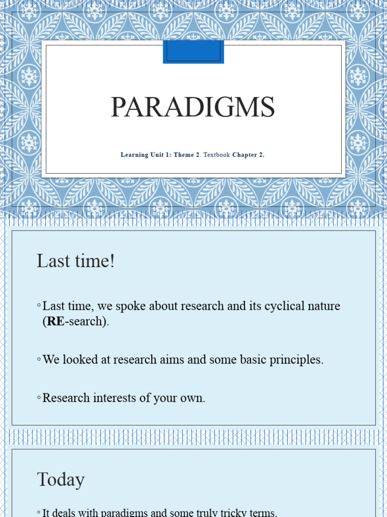 INER7411 - LU1 - Theme 2 Paradigms | PDF