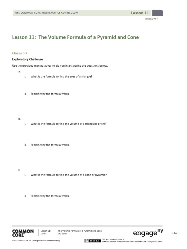 Geometry m3 Topic B Lesson 11 Student | PDF | Volume | Area