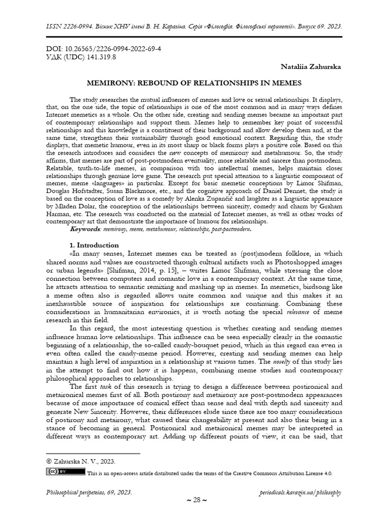 Memes and Relationships: A Study of Memirony | PDF | Meme