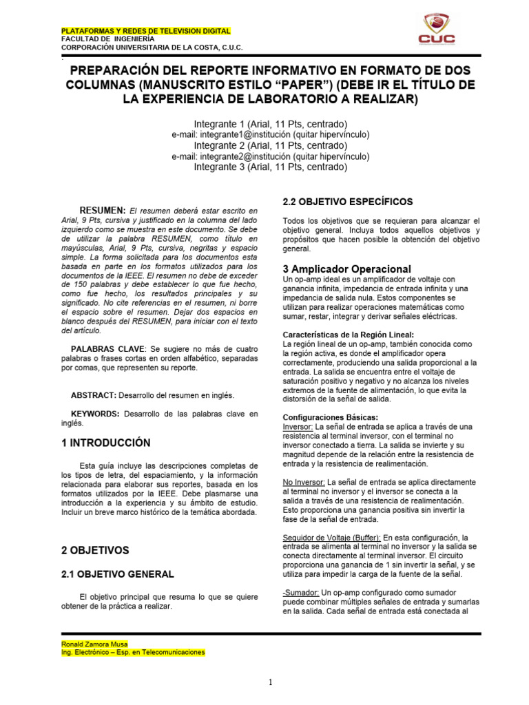 Modelo Informe de Laboratorio | PDF