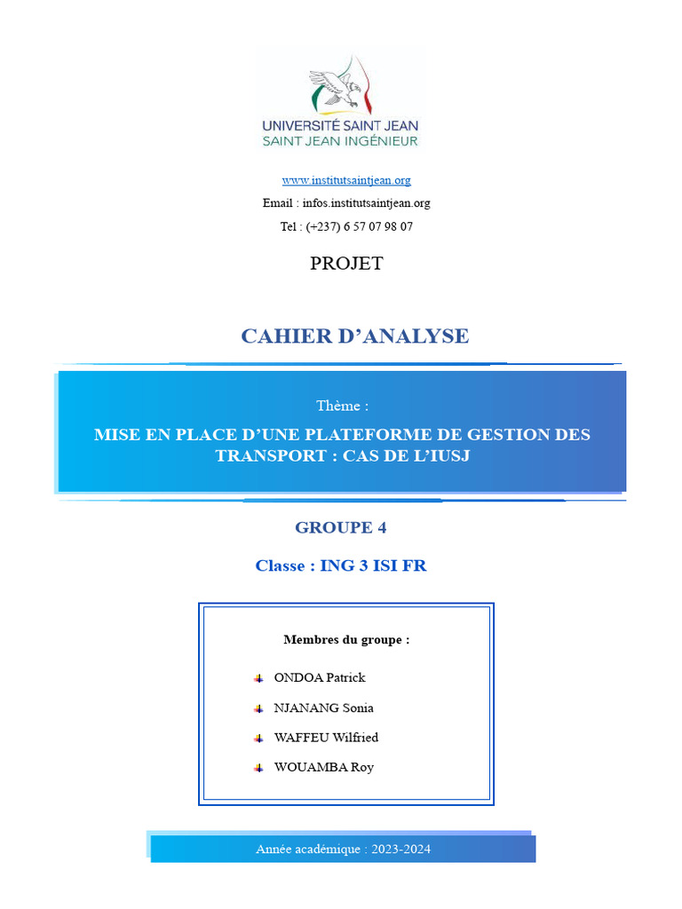 Gestion des Transports à l'IUSJ | PDF | Cas d'utilisation | Véhicules