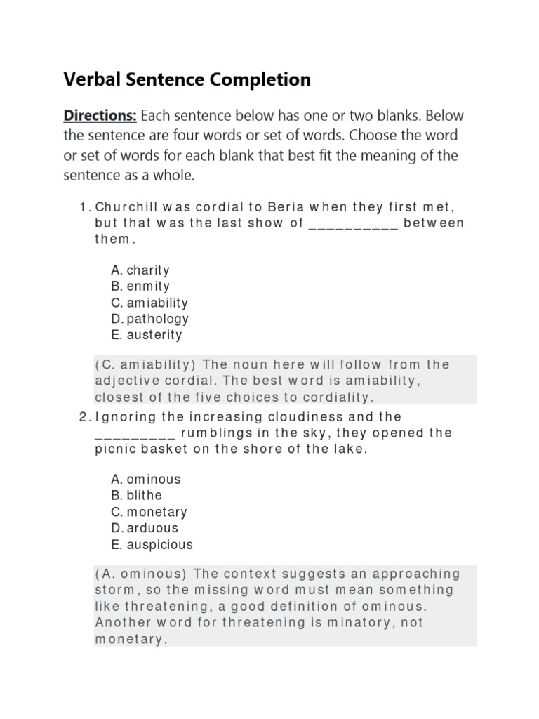 Sentence Completion 03 Pdf Ultraviolet