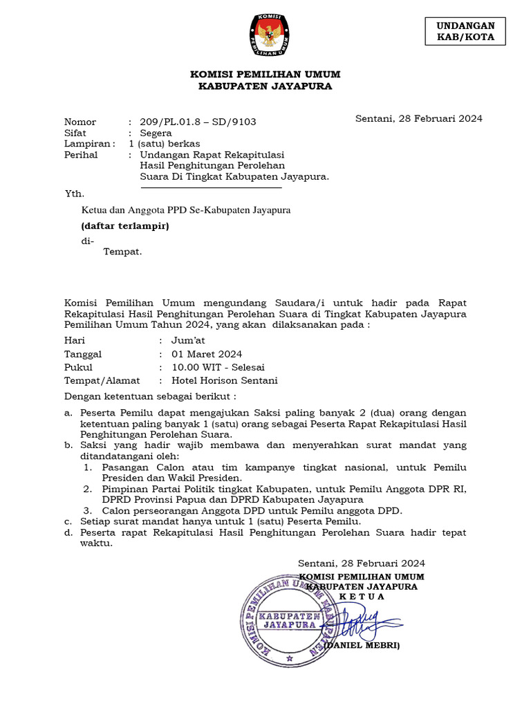 Undangan Pleno 2024 - PPD | PDF