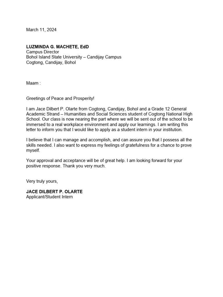 Sample Application Letter Resume 2 | PDF