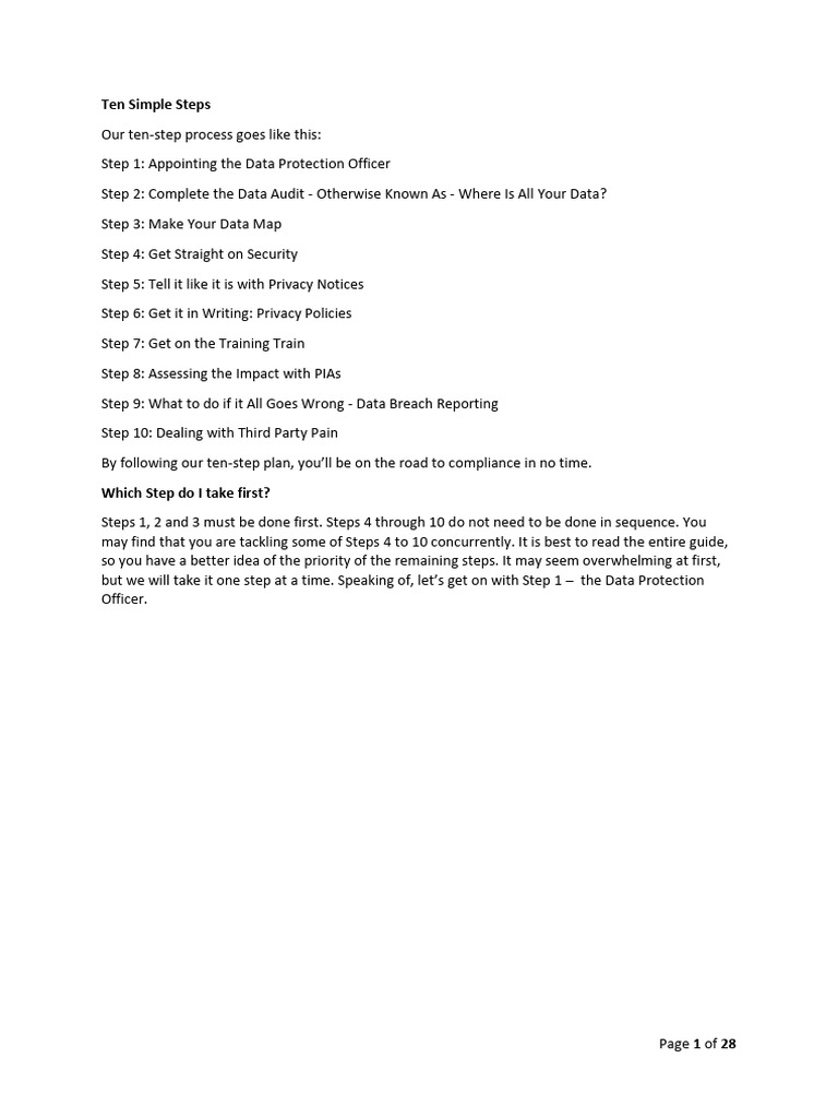 GDPR in Ten Simple Steps | PDF