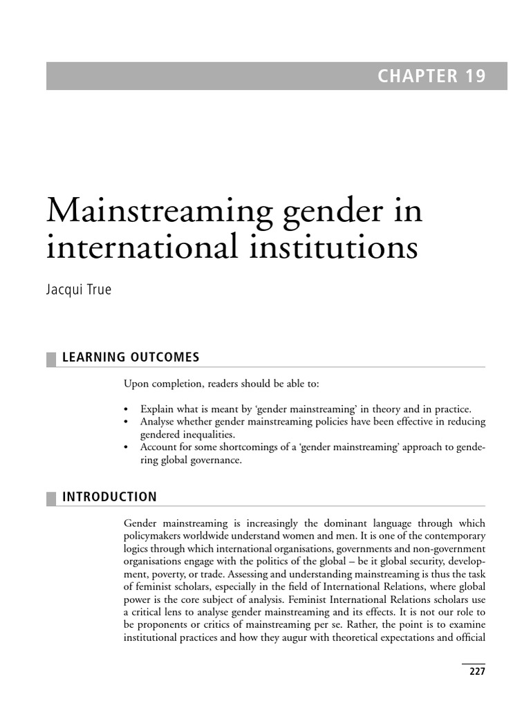 Reading 1 | PDF | Gender Mainstreaming | Gender