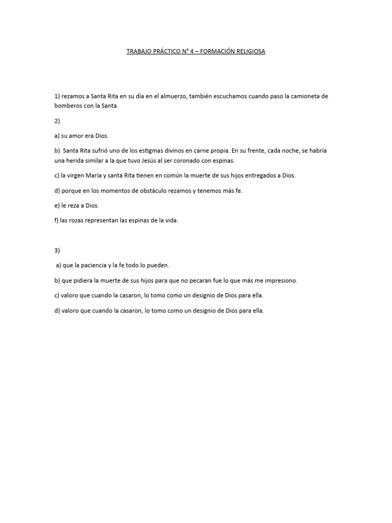 TRABAJO PRÁCTICO #4 Santa Rita | PDF
