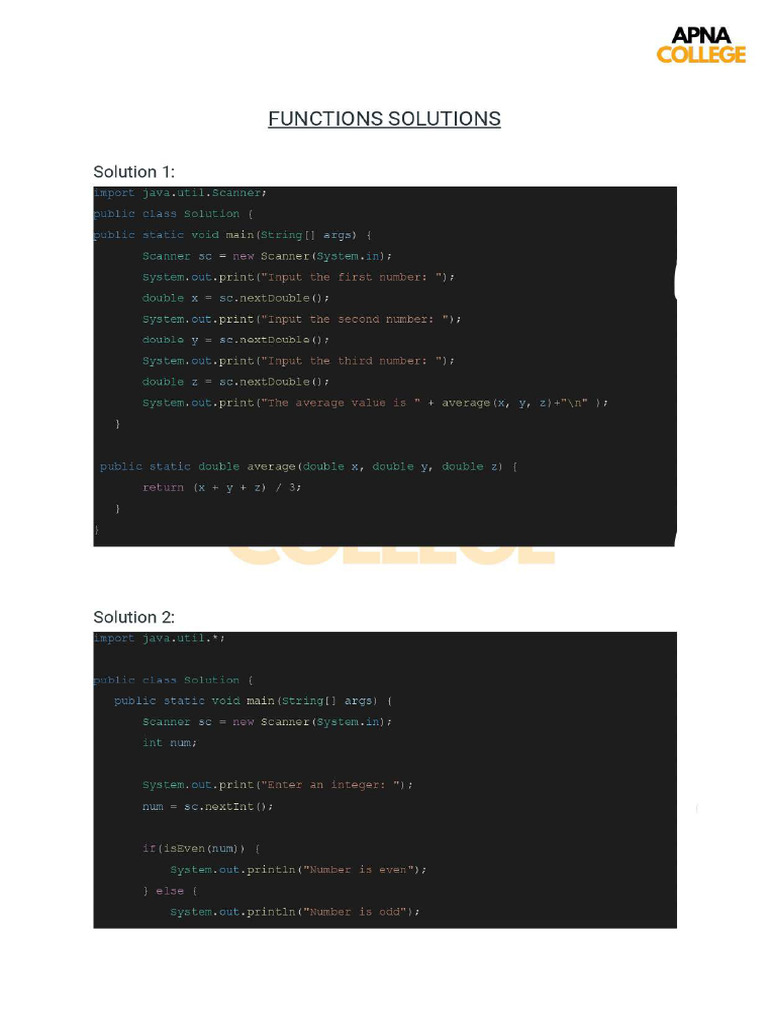 Functions Questions Solution | PDF