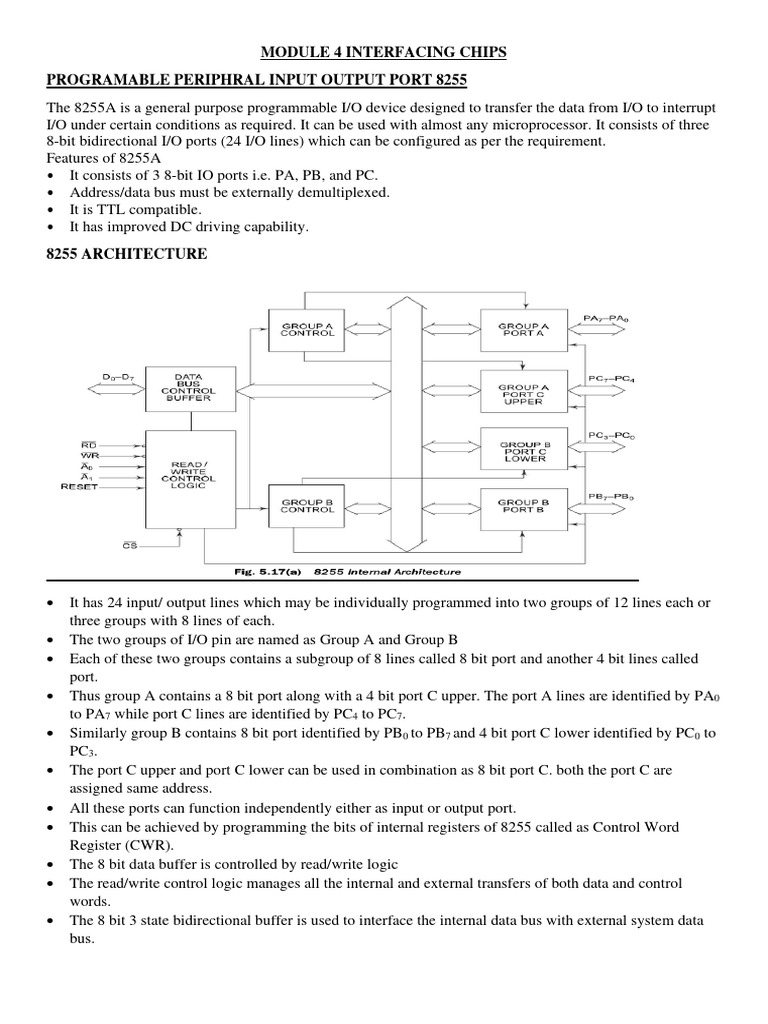 Module 4 Interfacing Chips | PDF | Input/Output | Computer Engineering Module 4 Interfacing Chips | PDF | Input/Output | Computer Engineering