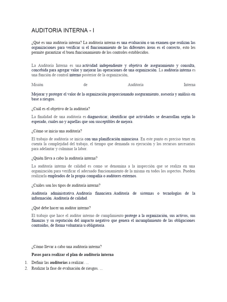 AUDITORIA INTERNA | PDF | Auditoría | Contralor
