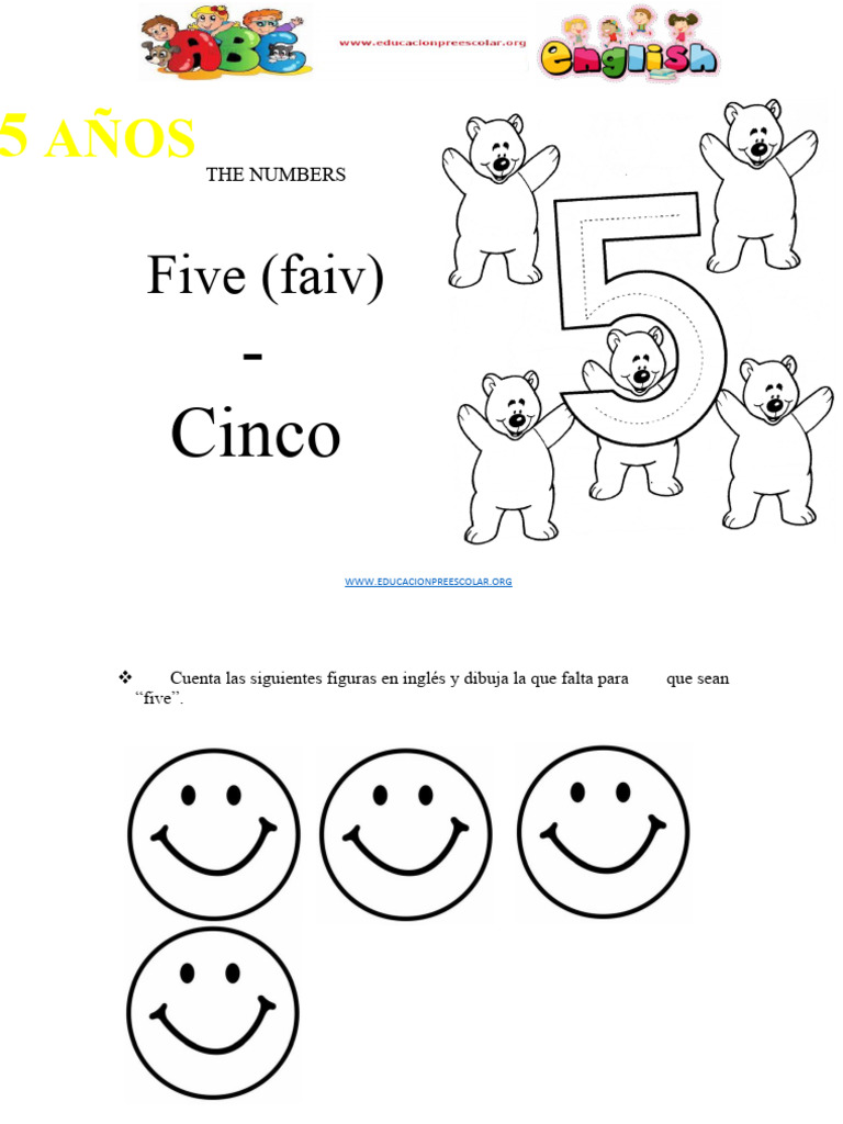 El Numero Cinco en Ingles para Ninos de 5 Anos | PDF El Numero Cinco en Ingles para Ninos de 5 Anos | PDF