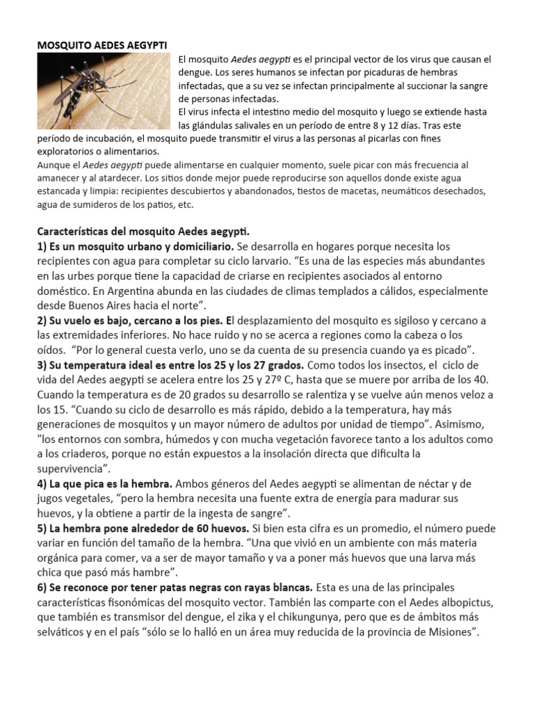 Mosquito Aedes Aegypti | PDF | Fiebre del zika | Aedes aegypti
