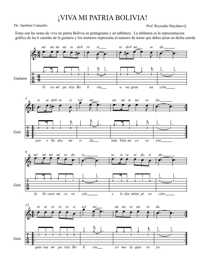 ¡VIVA MI PATRIA BOLIVIA! - Partitura Completa | PDF