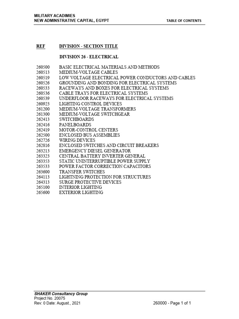 Electrical Specification | PDF | Screw | Specification (Technical Standard)