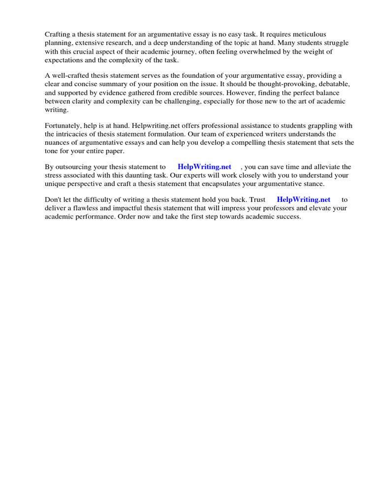Argumentative Essay Outline Thesis Statement | PDF | Essays | Thesis