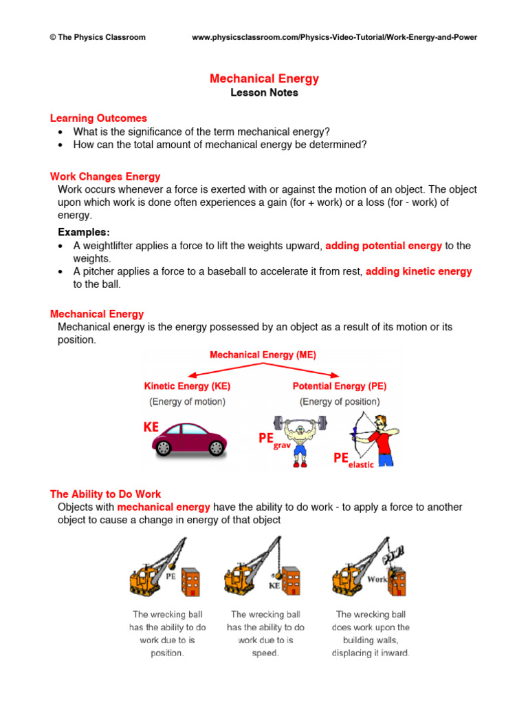 Understanding Mechanical Energy | PDF | Teaching Methods & Materials