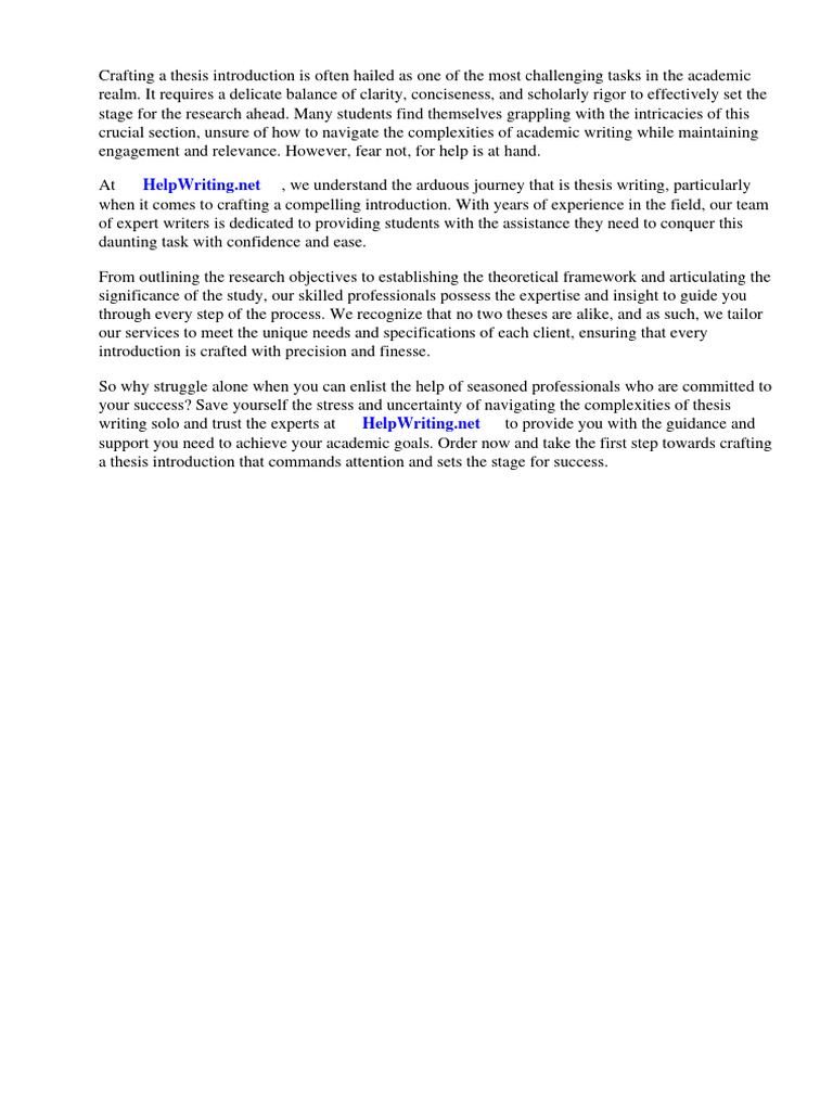 Guide To Writing A Thesis Introduction Pdf Essays Methodology