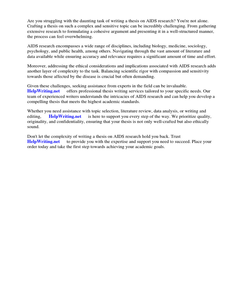 Aids Research Paper Thesis | PDF | Hiv/Aids | Infection