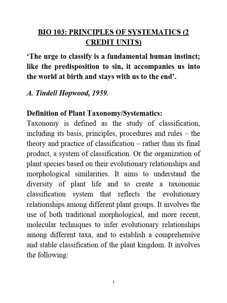 Principles of Plant Taxonomy | PDF