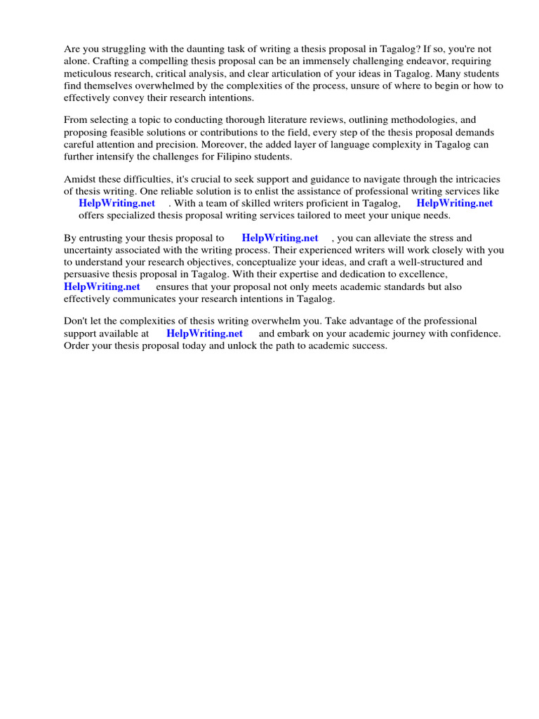 Sample Thesis Proposal Tagalog | PDF | Thesis | Tagalog Language