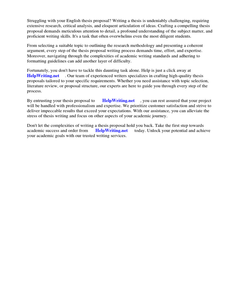 Example of A Thesis Proposal For English | PDF