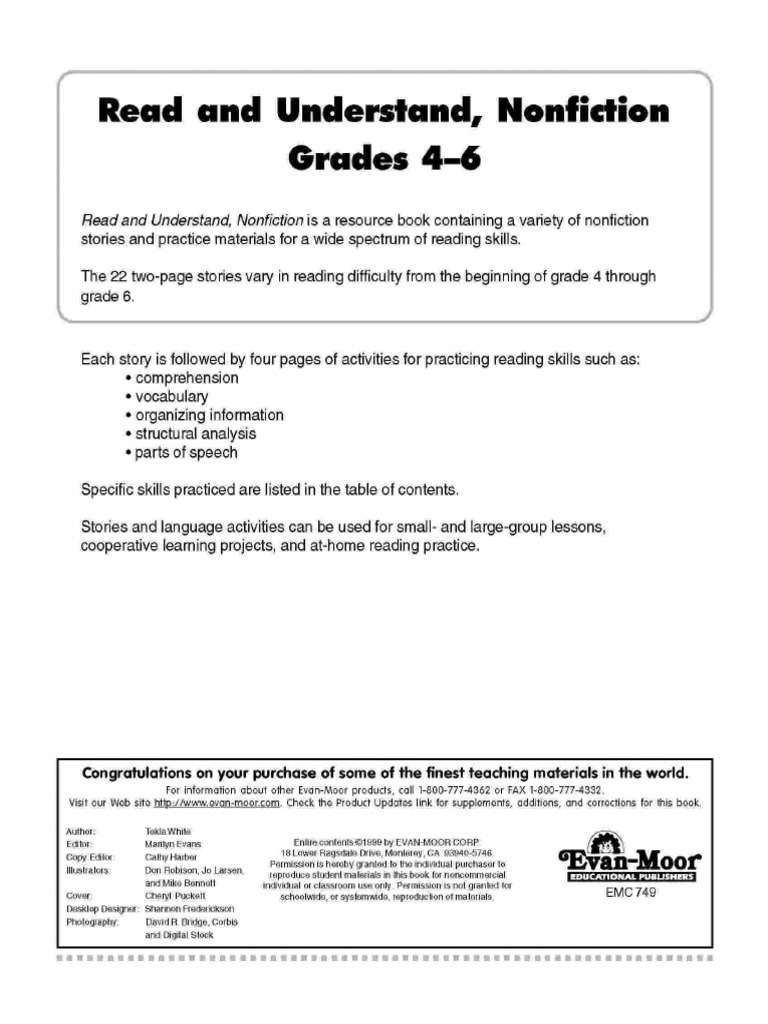 Read and Understand Nonfiction G4-6 | PDF