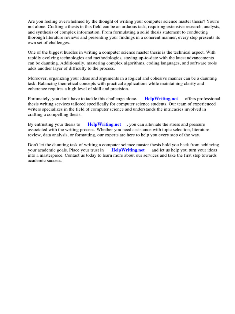 Computer Science Master Thesis Outline | PDF | Computer Science | Science
