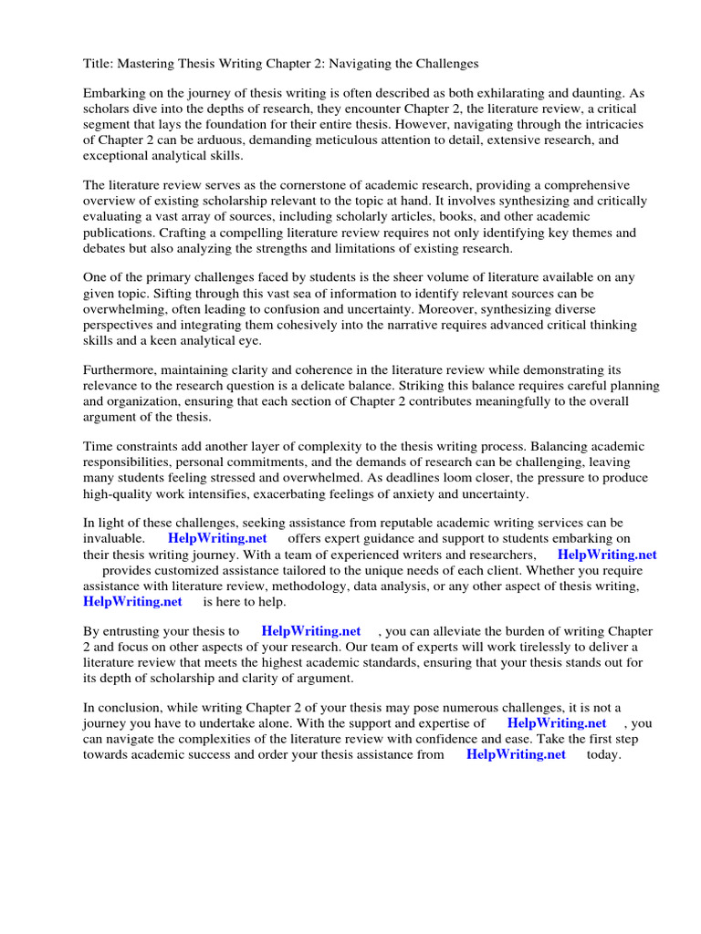 Thesis Writing Chapter 2 | PDF | Shock (Circulatory) | Thesis