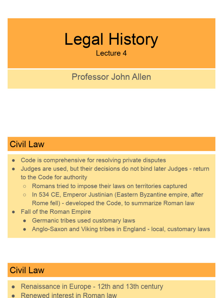 04_Legal History | PDF | Civil Law (Legal System) | Common Law