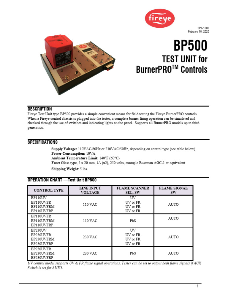 Bp500 Test Unit For Burnerpro Controls BPT 1000 | PDF | Science ...