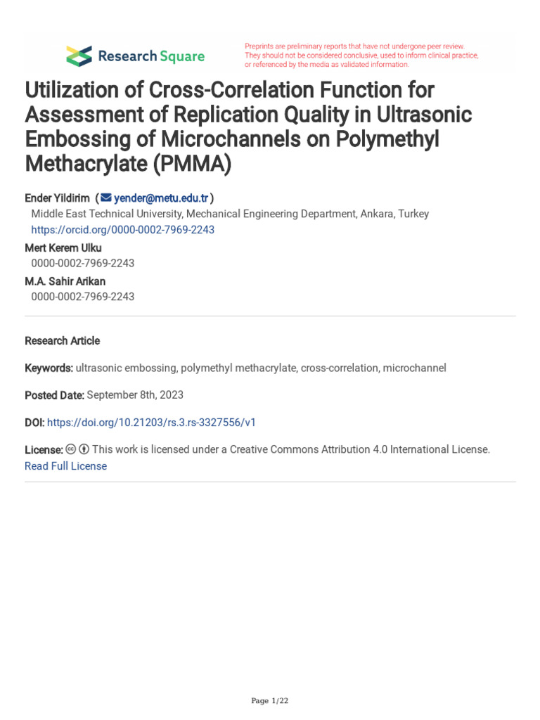 Cross-Correlation in Ultrasonic Embossing | PDF