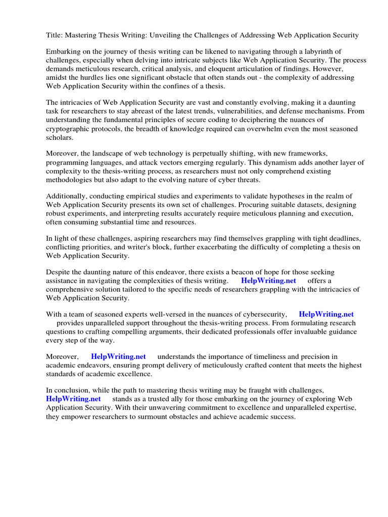 Thesis Web Application Security | PDF | Security | Computer Security