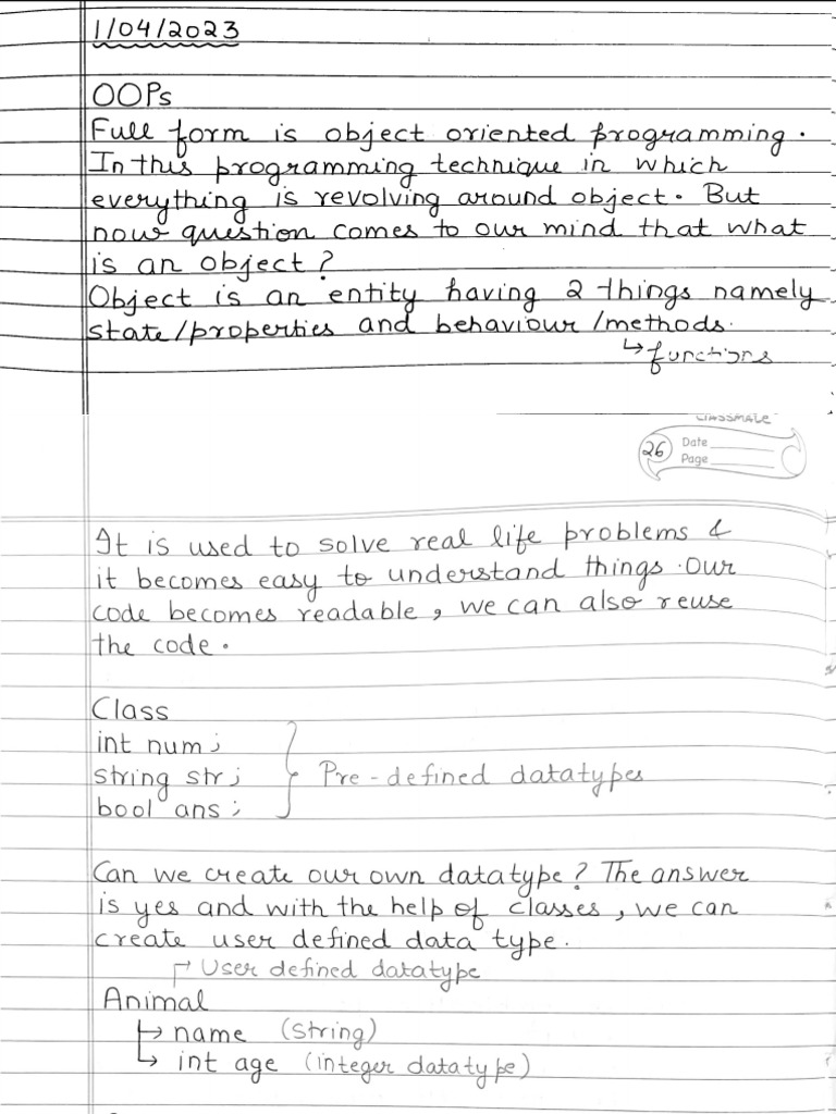 OOPs Class Notes | PDF