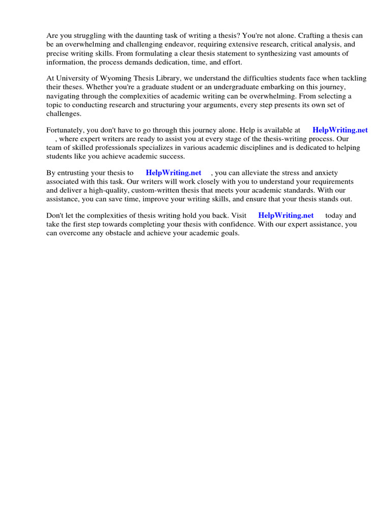 University of Wyoming Thesis Library | PDF | Libraries | Thesis