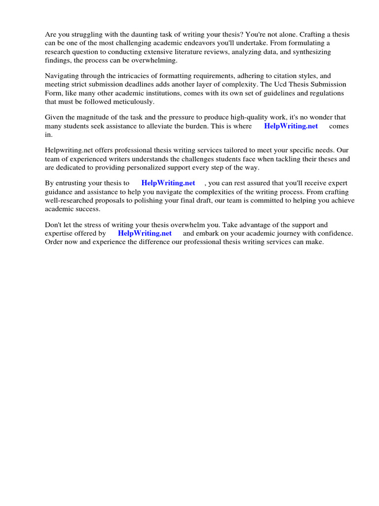 Ucd Thesis Submission Form | PDF | Thesis | Written Communication