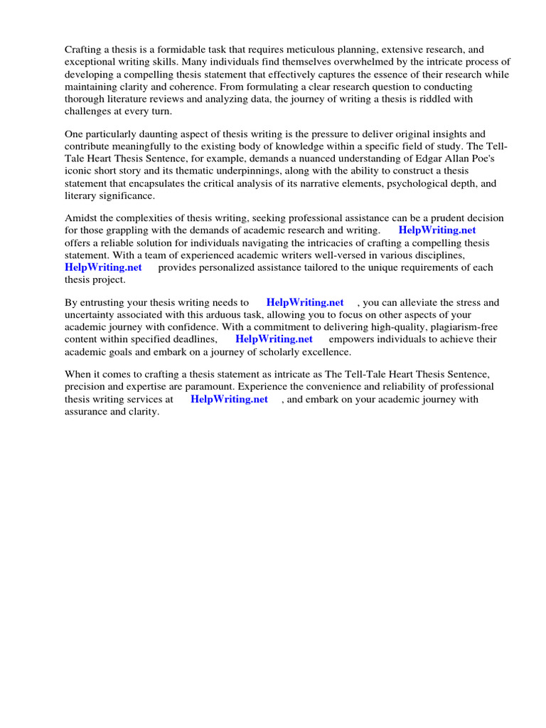 The Tell-Tale Heart Thesis Sentence | PDF