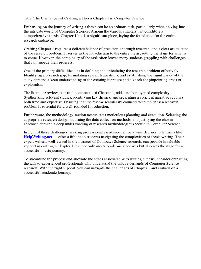 Example Thesis Chapter 1 Computer Science | PDF | Thesis | Essays