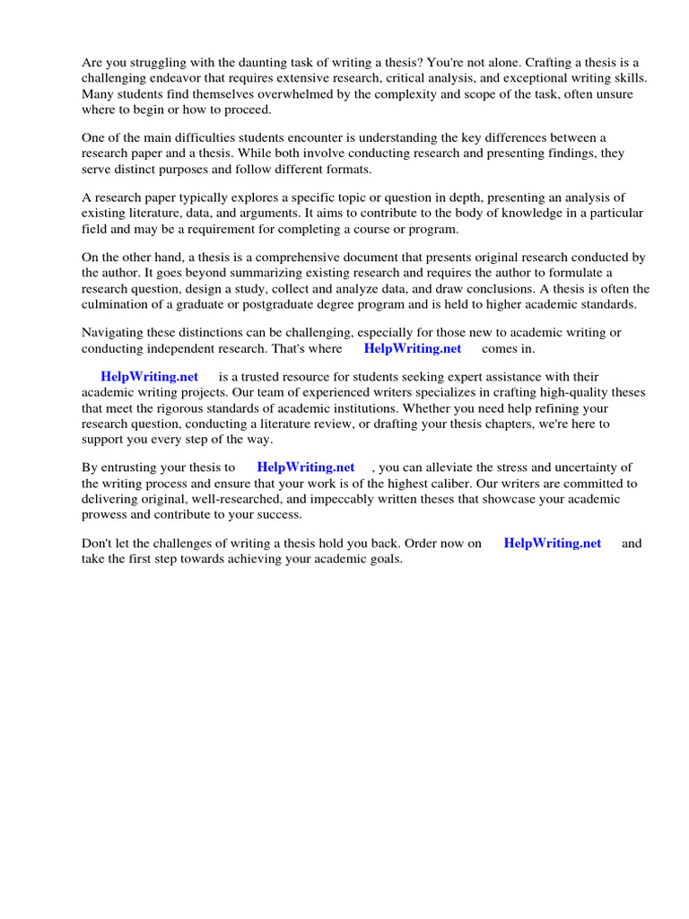 Difference Between Research Paper and Thesis PDF | PDF | Thesis ...