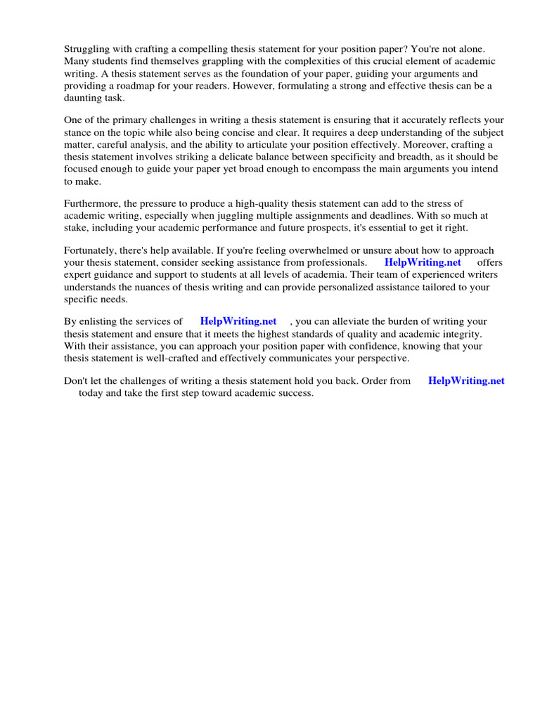 How To Write A Thesis Statement For A Position Paper | PDF | Essays ...