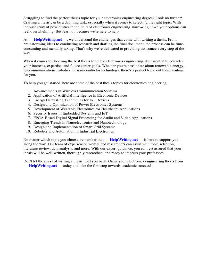 Best Thesis Topics For Electronics Engineering | PDF | Engineering ...