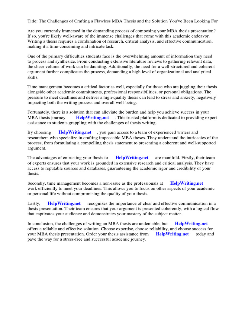 Mba Thesis Presentation Template | PDF | Thesis | Methodology