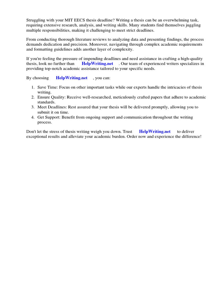 Mit Eecs Thesis Deadline | PDF | Thesis | Academic Degree