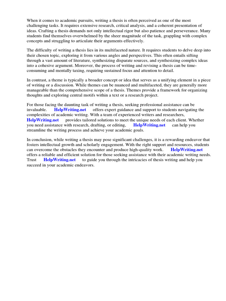 Thesis Vs Theme | PDF | Thesis | Essays