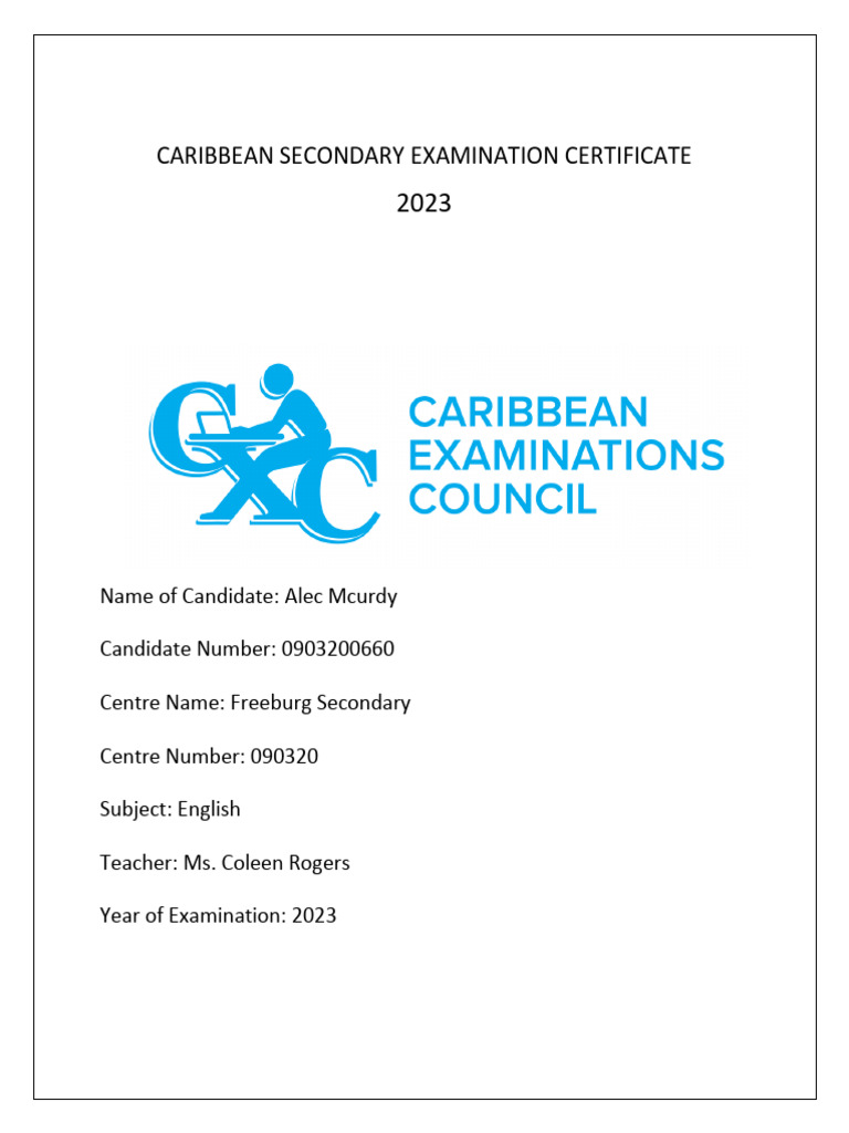 Caribbean Secondary Examination Certificate | PDF
