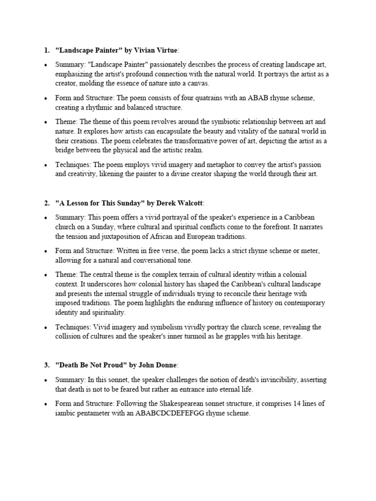 Csec Poems Analysis 2 | PDF | Poetry